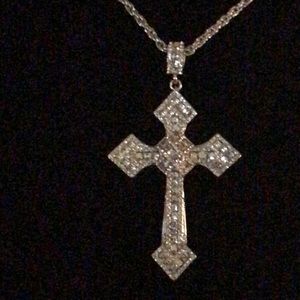 Jewelry | Blinged Out Crystal Cz Cross Pendant Necklace | Poshmark
